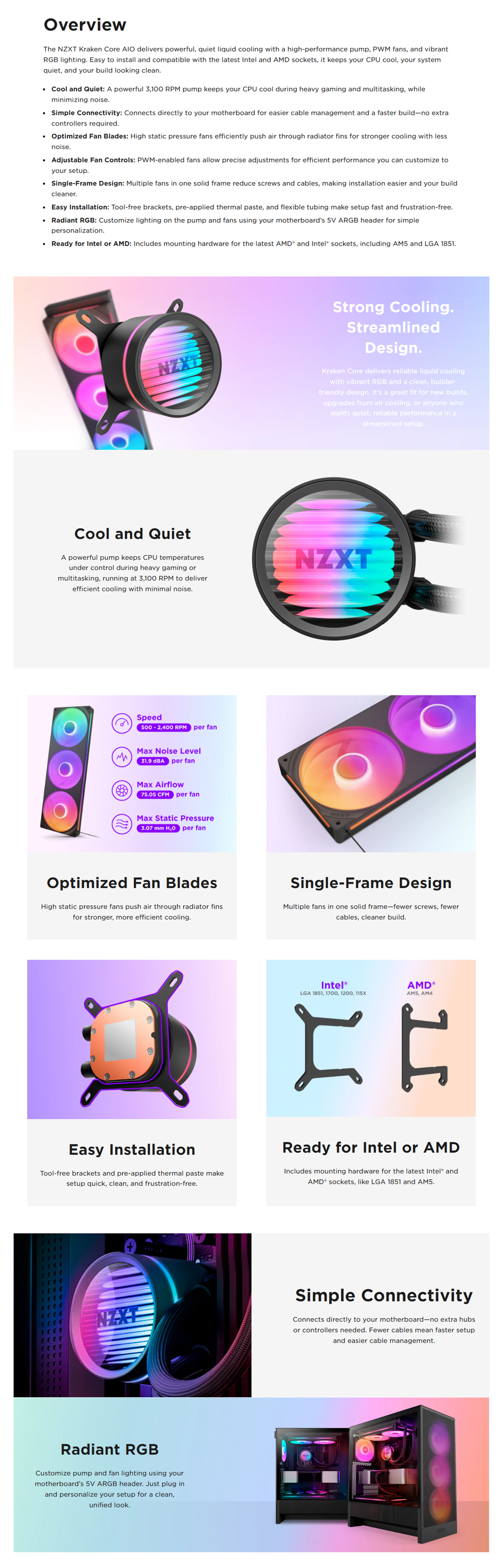 NZXT KRAKEN CORE RGB 360 AIO CPU Cooler | Scorptec Computers