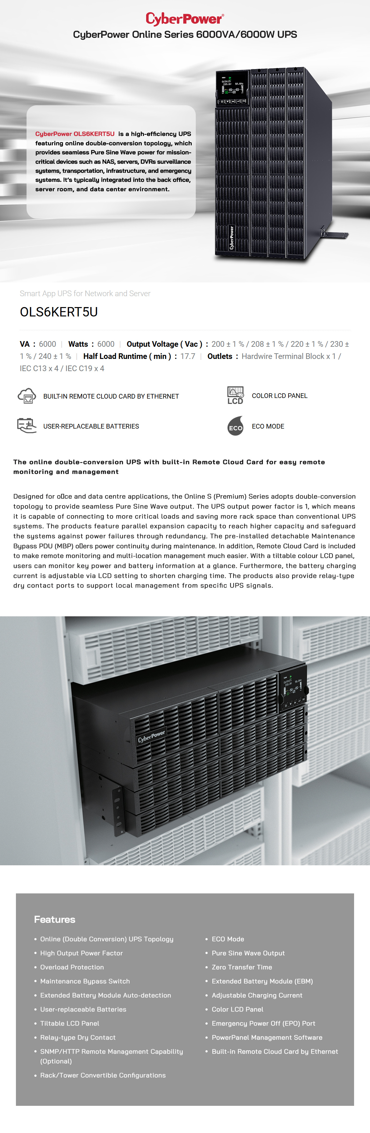 CyberPower Online Series 6000VA/6000W UPS | Scorptec Computers