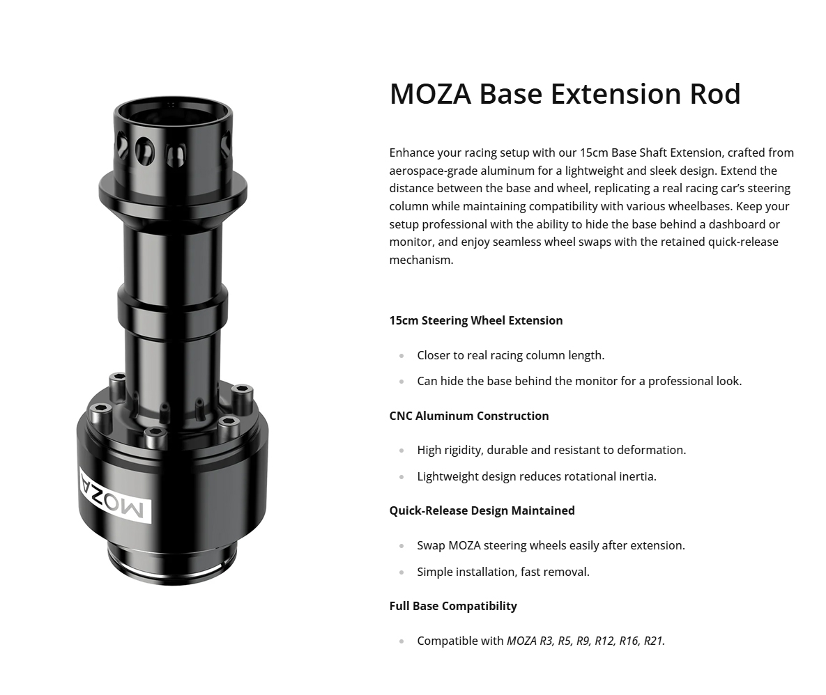 MOZA Racing Wheel Base Extension Rod | Scorptec Computers