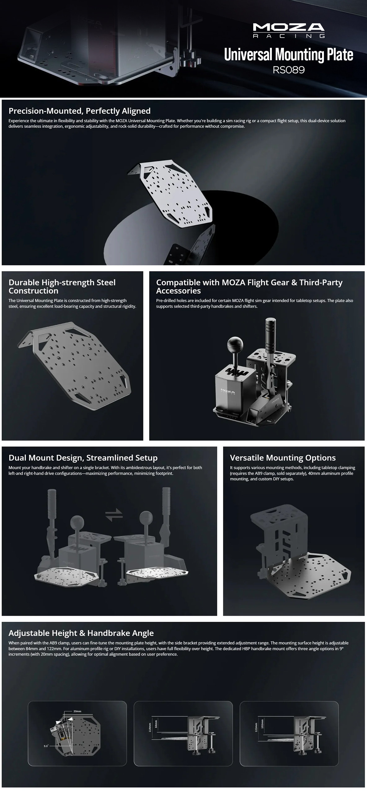 MOZA Racing RS089 Universal Mounting Plate | Scorptec Computers
