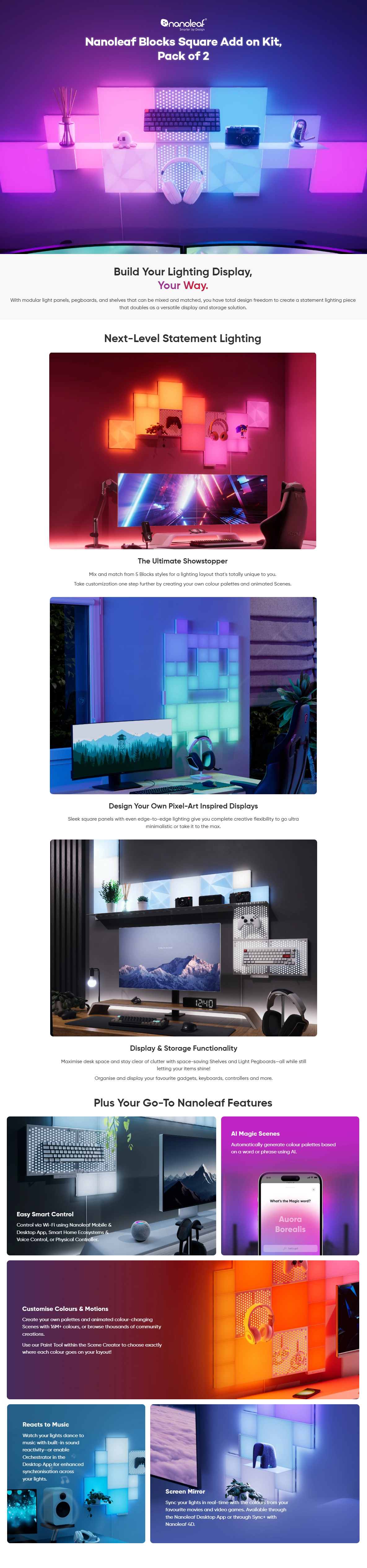 Nanoleaf Blocks Square Add on Kit, Pack of 2 | Scorptec Computers