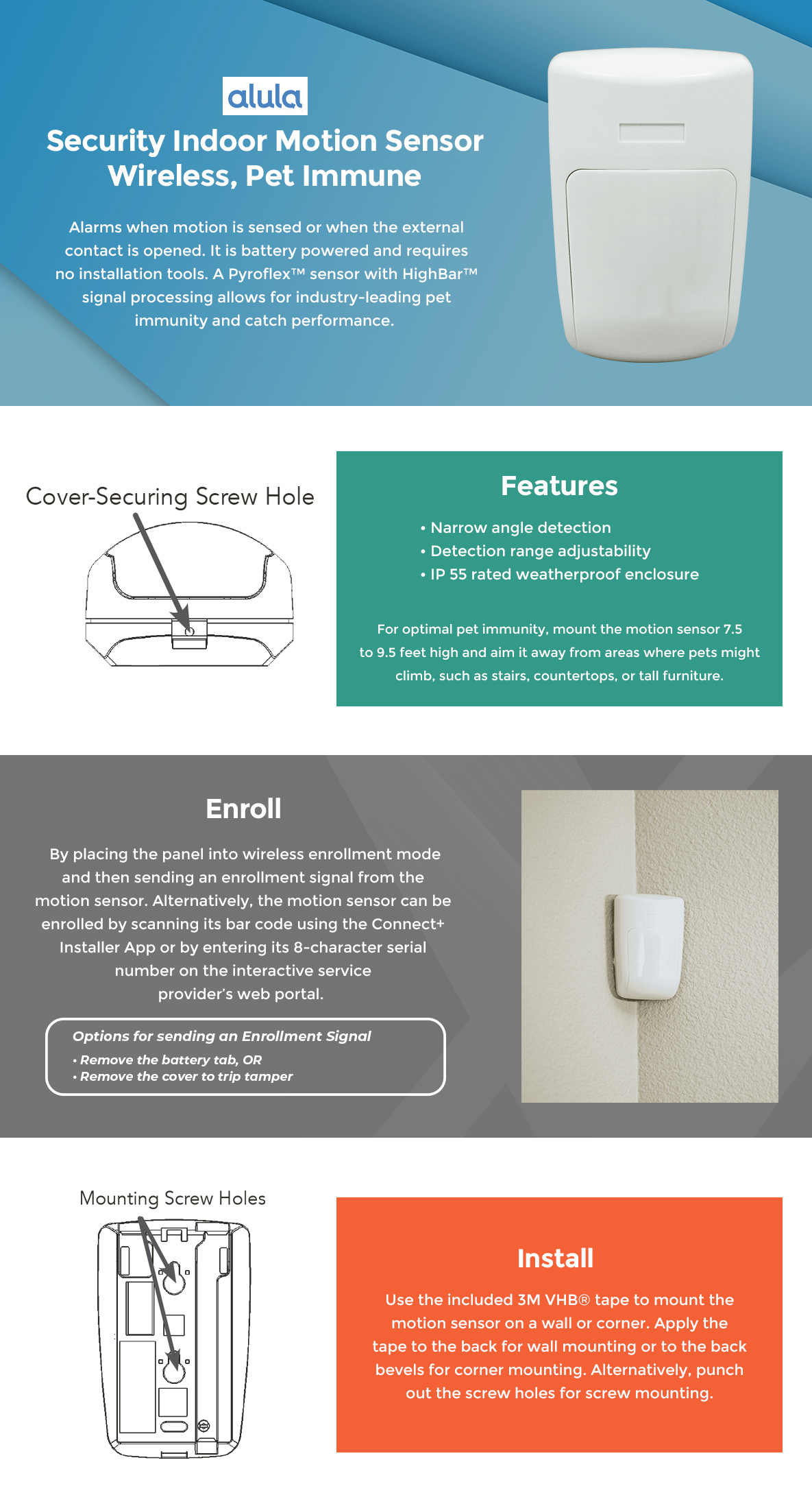 Alula Security Indoor Motion Sensor Wireless, Pet Immune | Scorptec ...