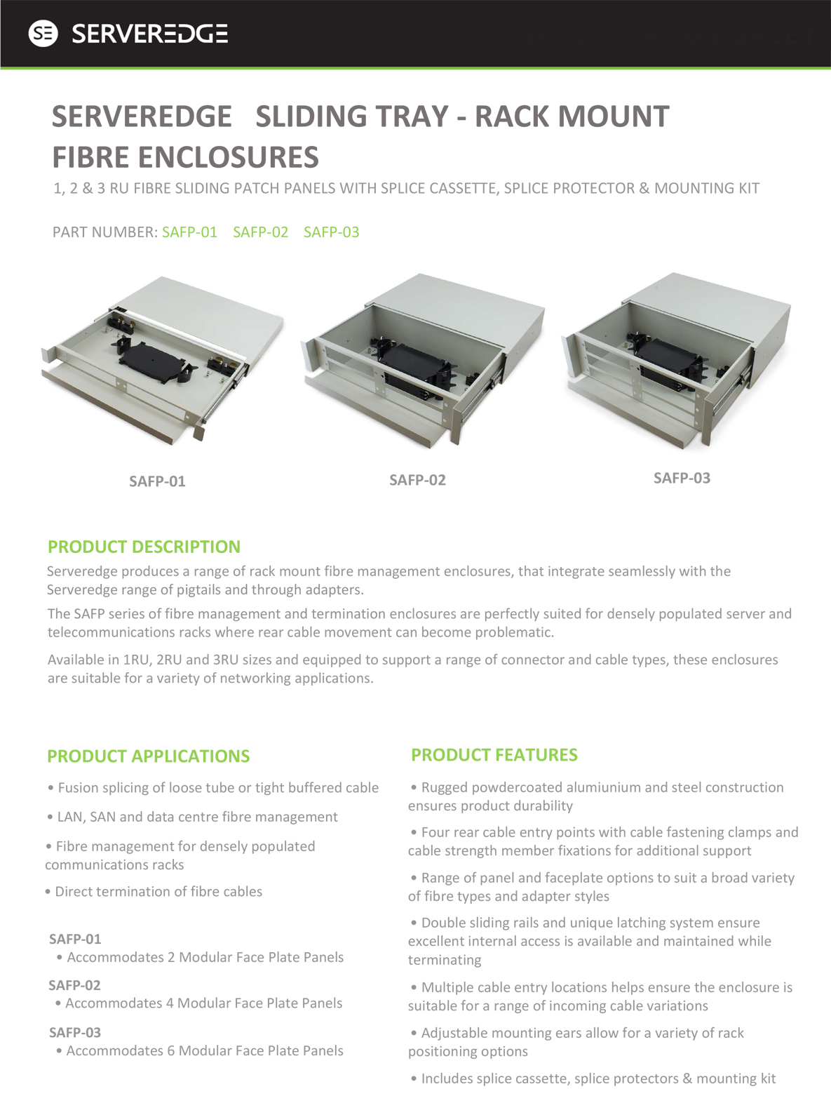 Serveredge Series Alpha Fibre Sliding Patch Panel With Splice Cassette ...