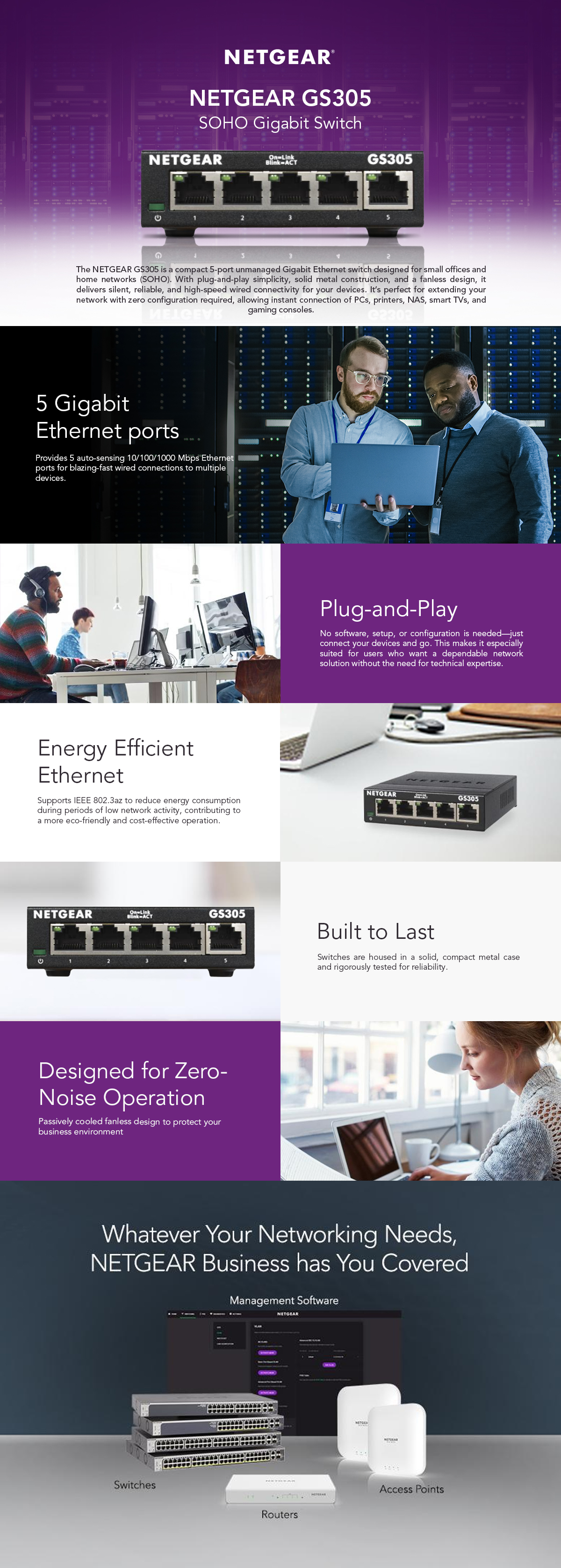 NETGEAR SOHO GS305 5 Port Gigabit Switch | Scorptec Computers