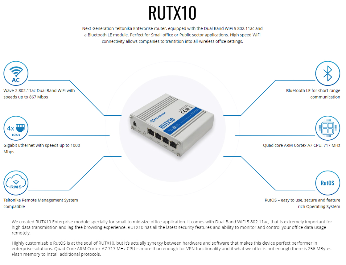 Teltonika RUTX10 Wi-Fi 5 Router | Scorptec Computers