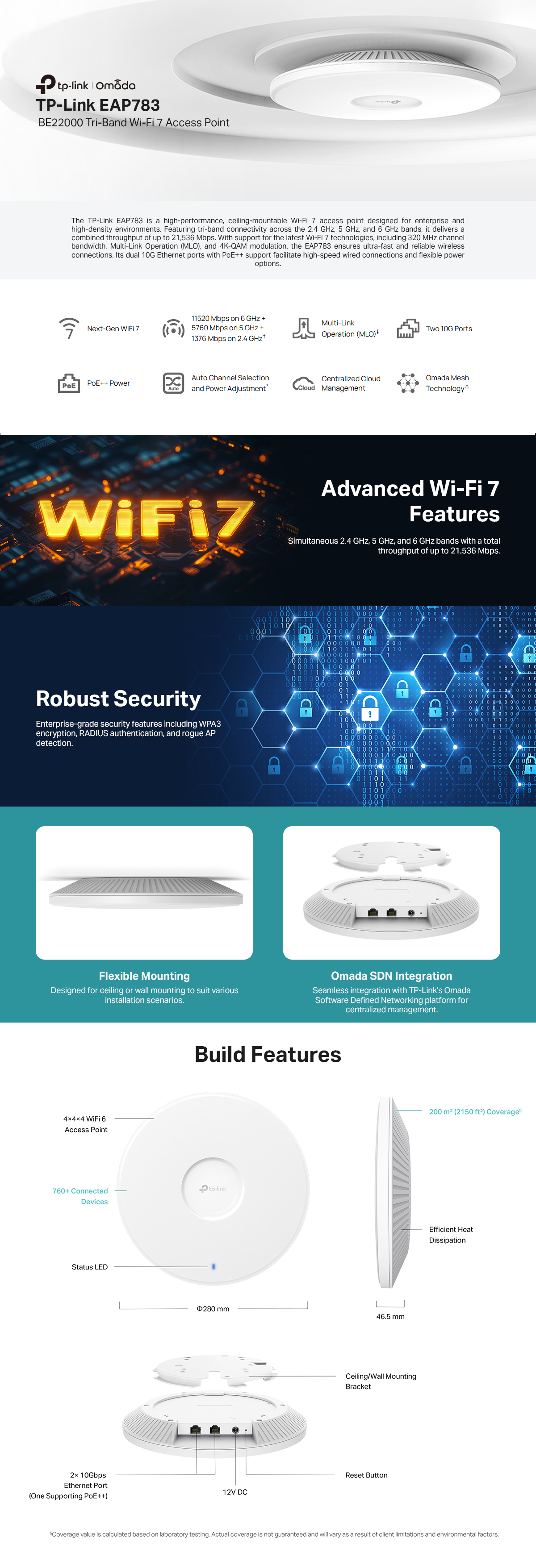 TP-Link Omada EAP783 Wireless Access Point, WiFi 7 | Scorptec Computers
