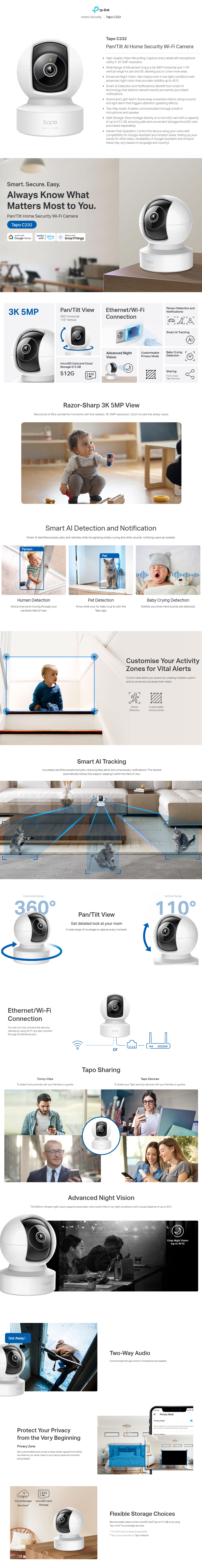TP-Link Tapo C232 Home Security IP Camera | Scorptec Computers