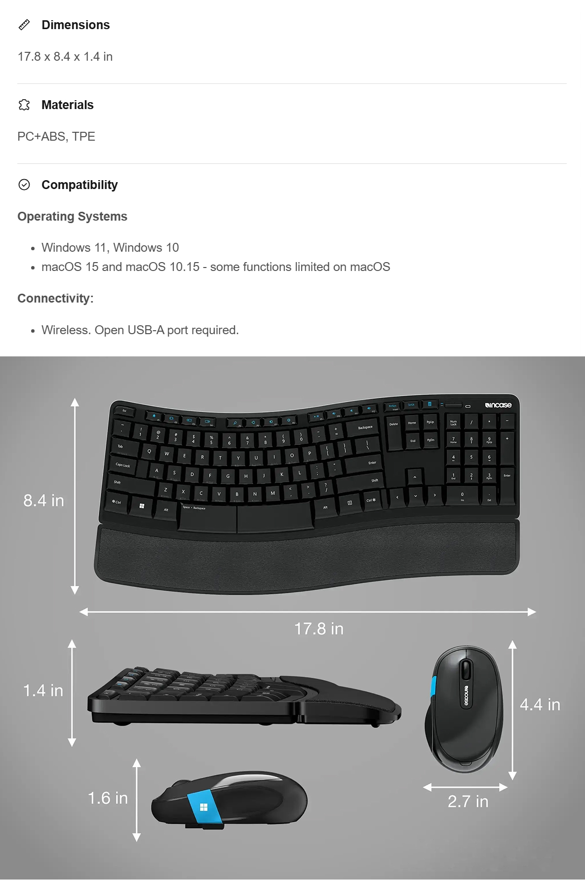 Incase Deisigned by Microsoft Sculpt Comfort Desktop Keyboard and Mouse ...