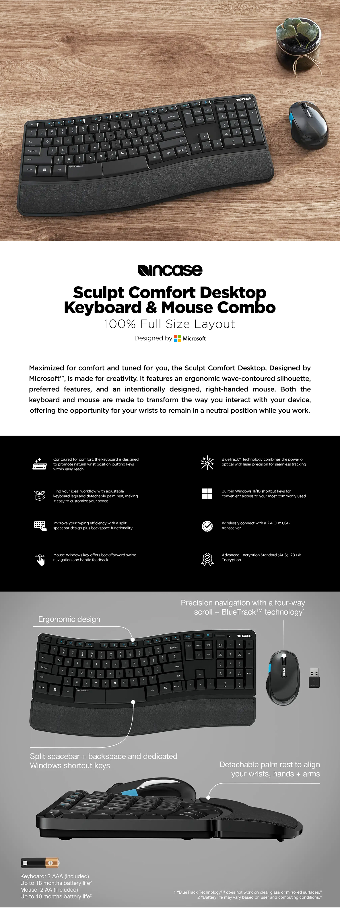 Incase Deisigned by Microsoft Sculpt Comfort Desktop Keyboard and Mouse ...