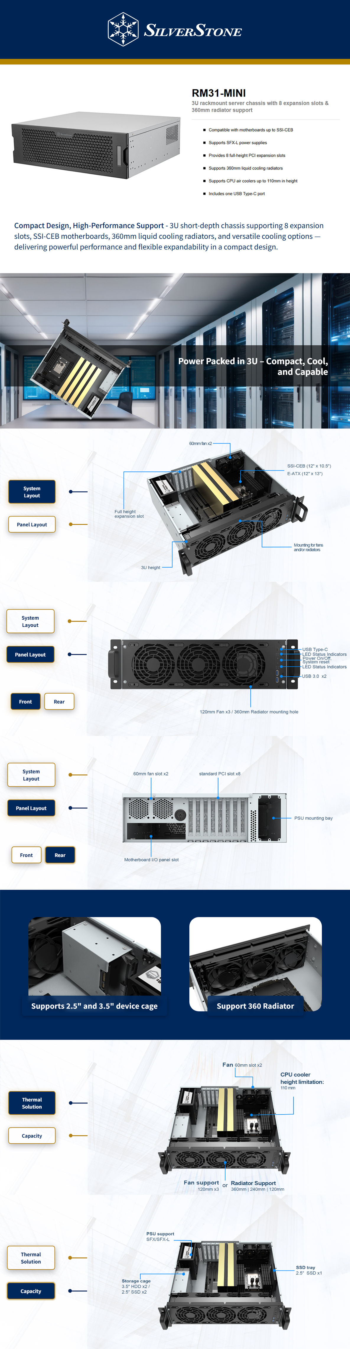 SilverStone RM31-MINI 3U Rackmount Case, NO PSU | Scorptec Computers