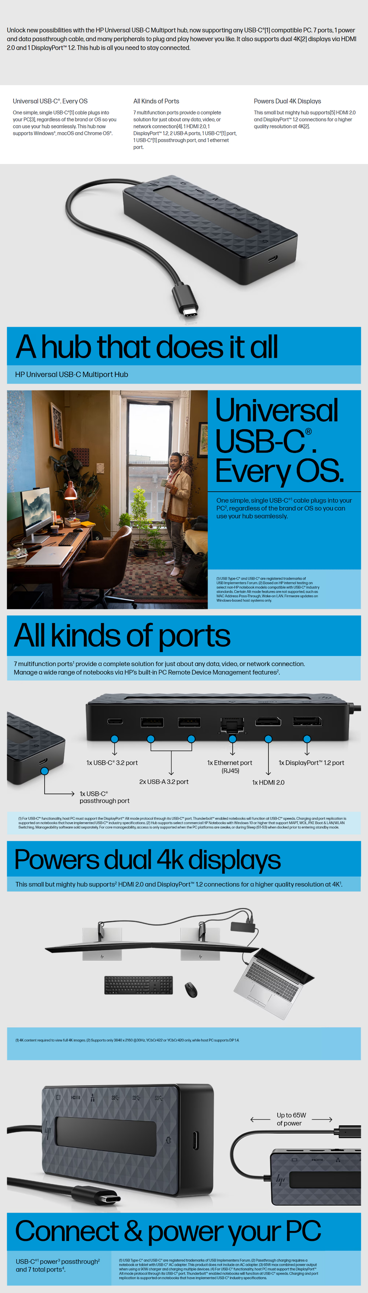 HP Universal USB-C Multiport HUB, 65W PD | Scorptec Computers