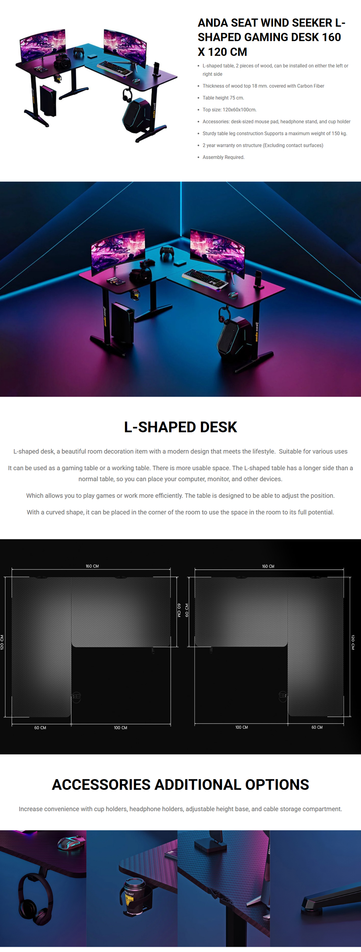 Anda Seat Wind Seeker Gaming Desk | Scorptec Computers