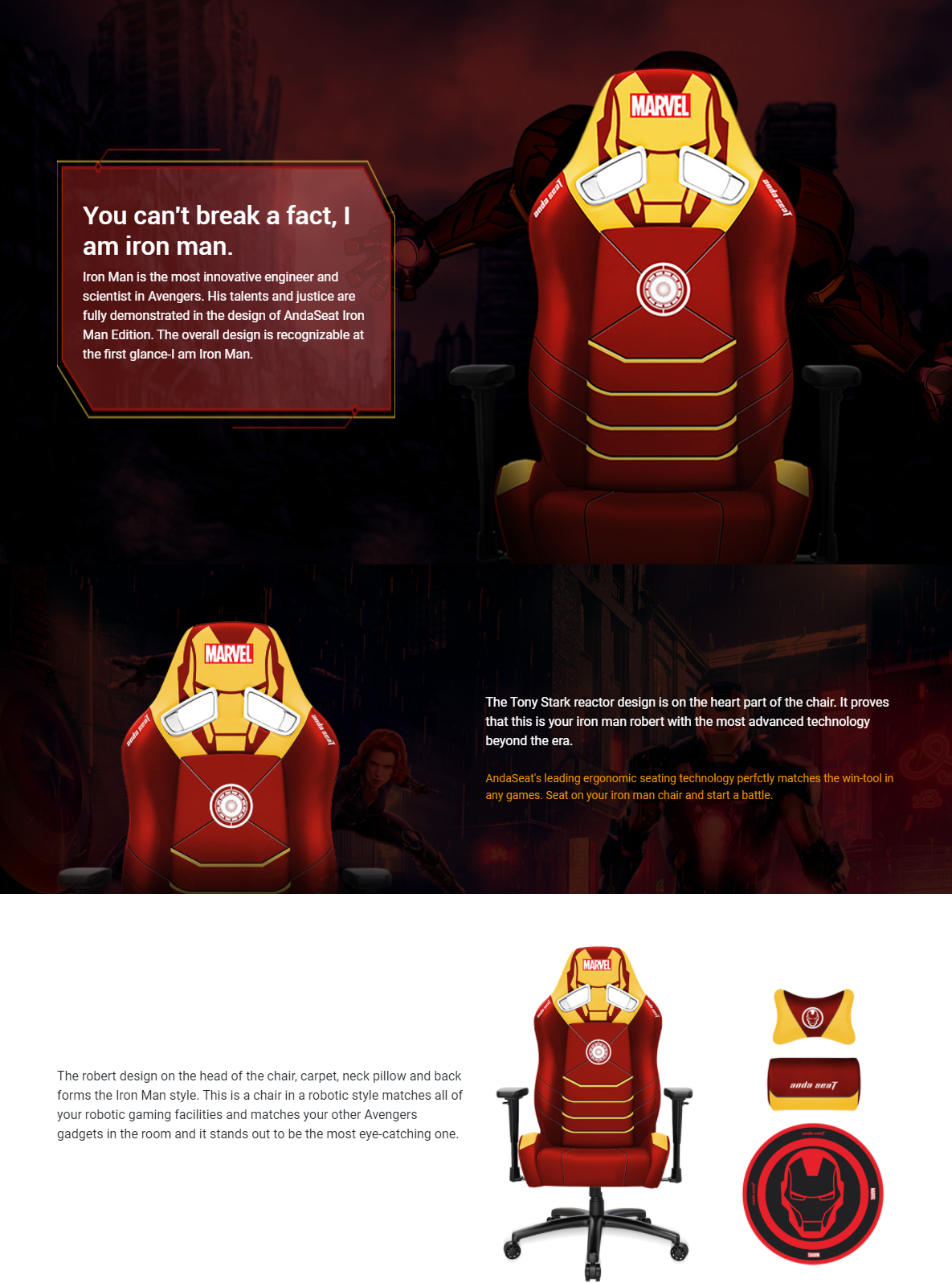 Buy Andaseat Marvel Iron Man Edition Gaming Chair - PVC Leather ...