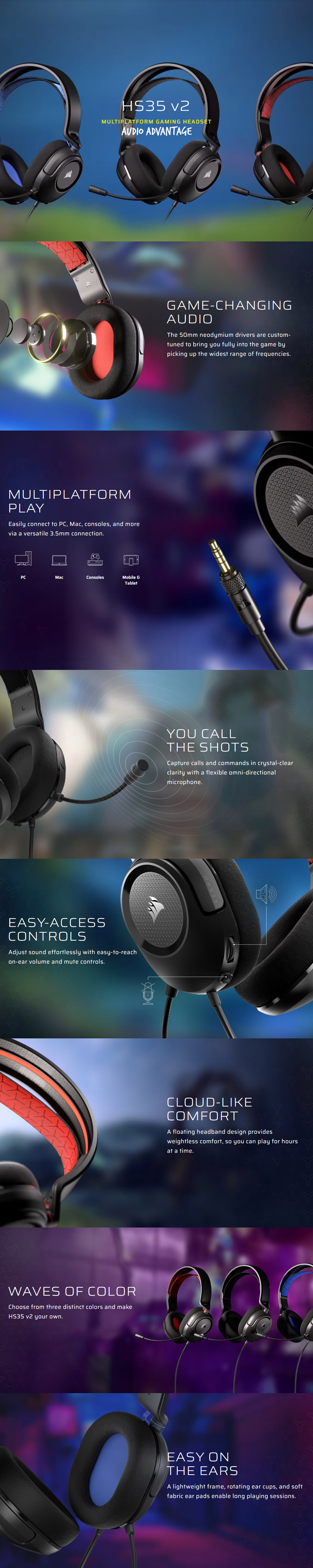 Corsair HS35 V2 Gaming Headset, Carbon | Scorptec Computers
