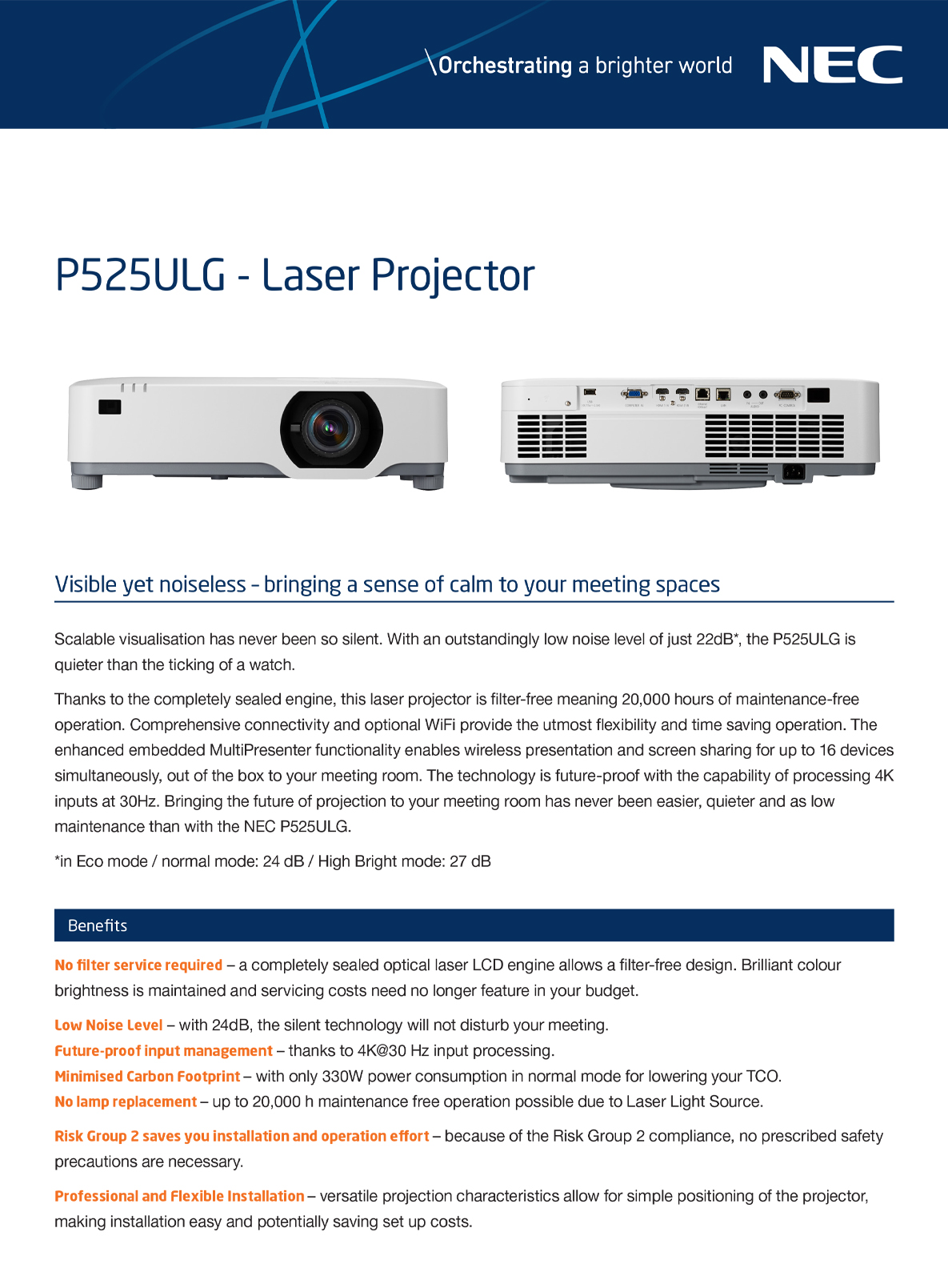 Buy NEC P525ULG LCD Laser Projector | Projectors | Scorptec Computers